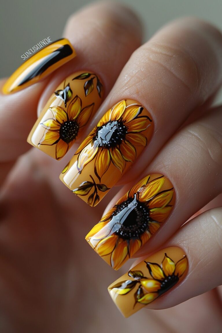 50 Sunflower Nail Designs to Brighten Your Day In 2024 – Latest ...