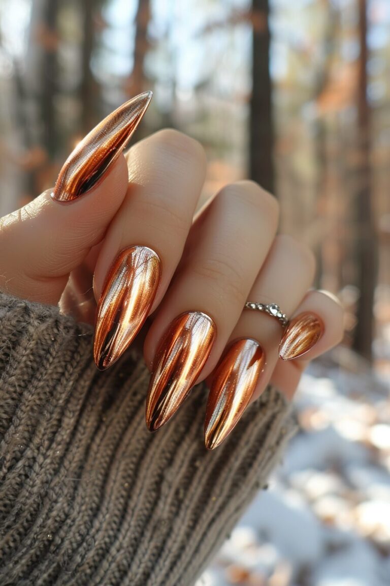Take A Look About Metallic Almond Nails
